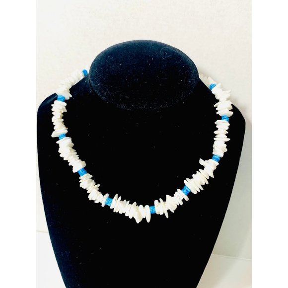 Handmade | Jewelry | Blue And White Puka Shell Necklace | Poshmark